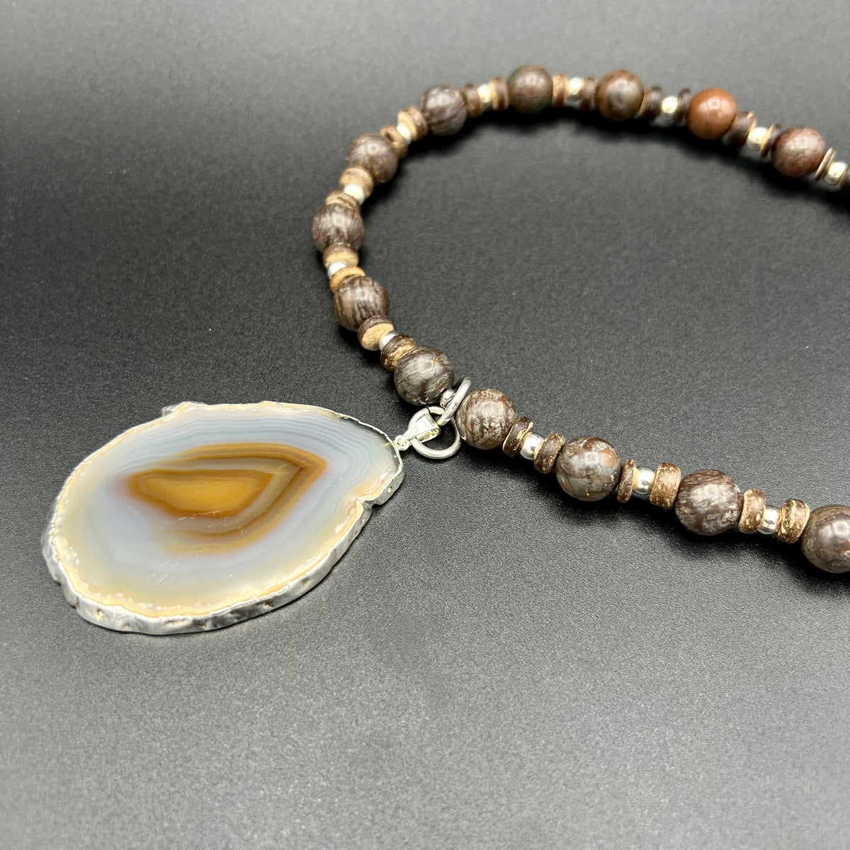Natural Tan Agate Slice Pendant Necklace – A+ Society