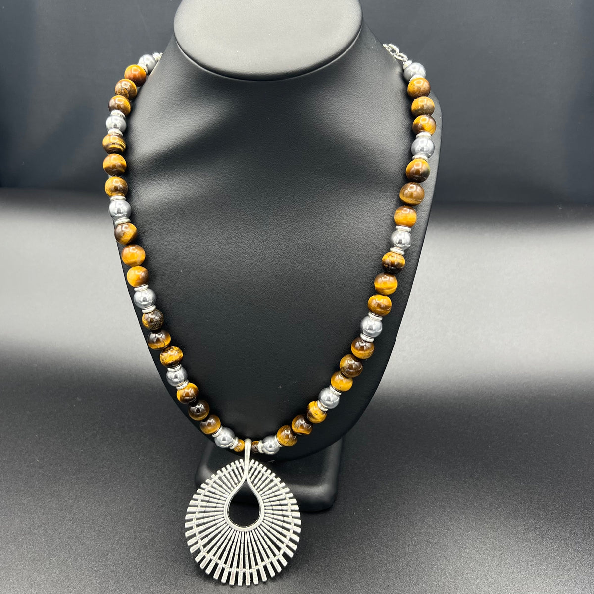 Tiger Eye and Hematite Bead Necklace – A+ Society